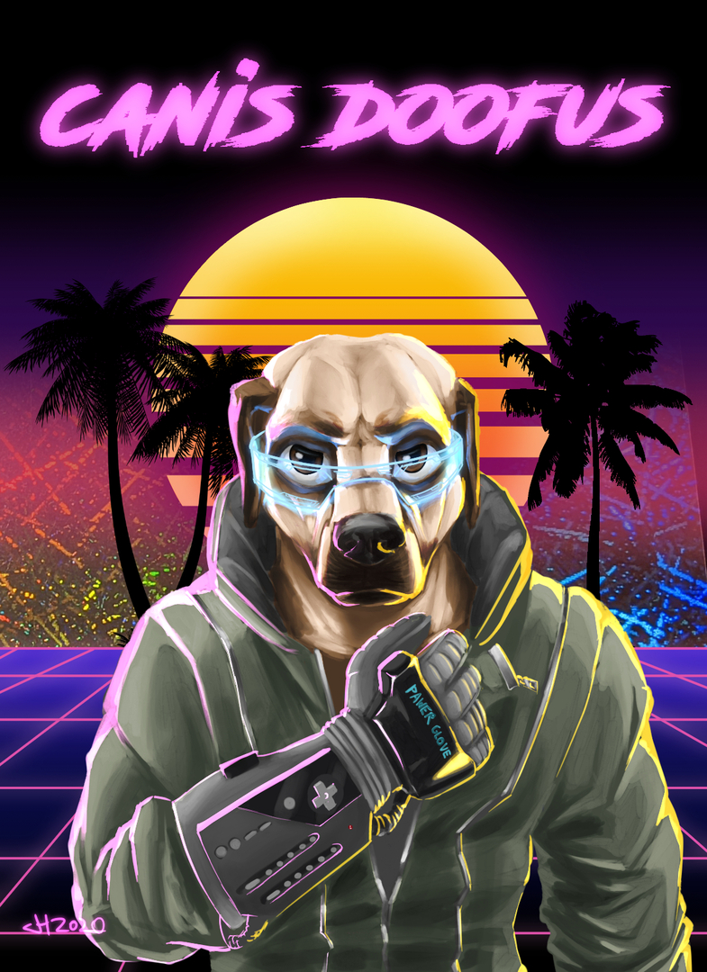 Canis Doofus Vaporwave Badge Commission - Piczel.tv